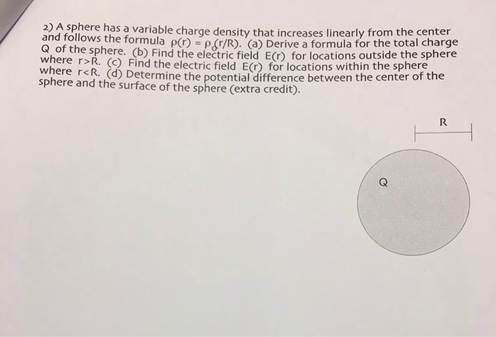 Solved A sphere has a variable charge density that increases | Chegg.com