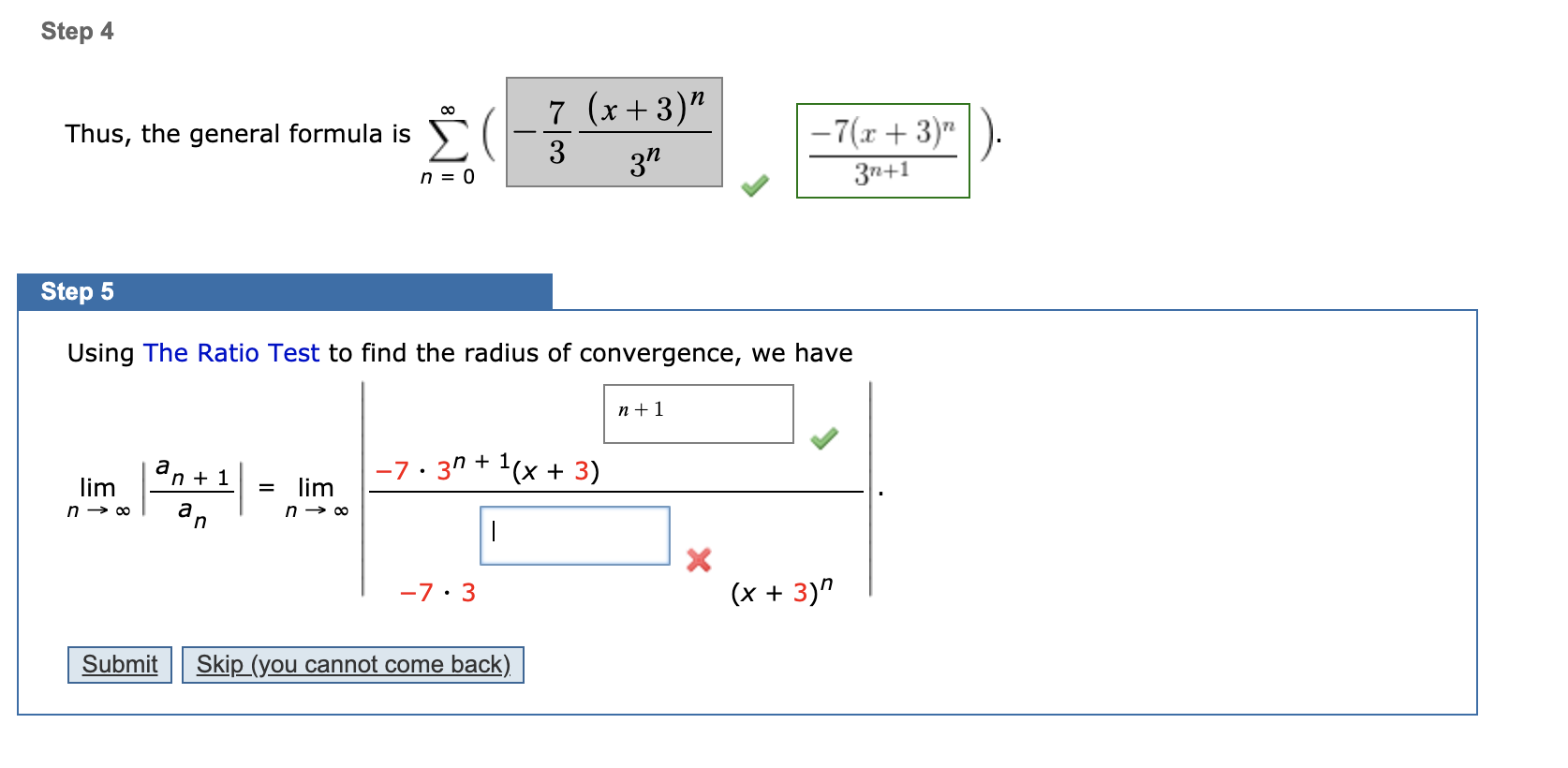 Solved Step 4 Thus, the general formula is 7 (x+3)" 3 31 – | Chegg.com
