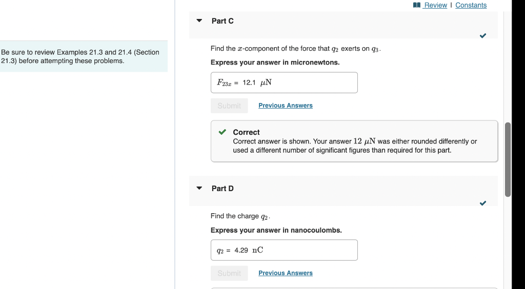 Solved Be sure to review Examples 21.3 and 21.4 (Section | Chegg.com
