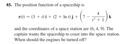 Solved 45. The position function of a spaceship is 4 12 +1 | Chegg.com