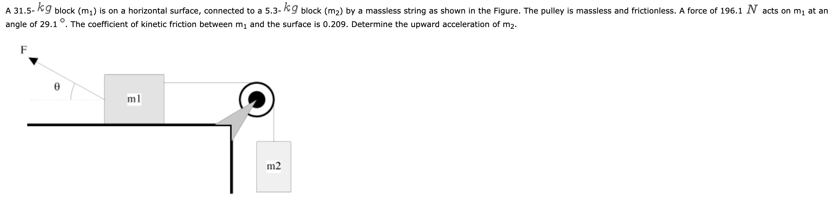 Solved A 31.5−kg block (m1) is on a horizontal surface, | Chegg.com