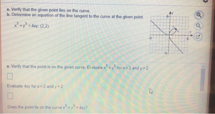 Solved a. Verify that the given point lies on the curve. b. | Chegg.com