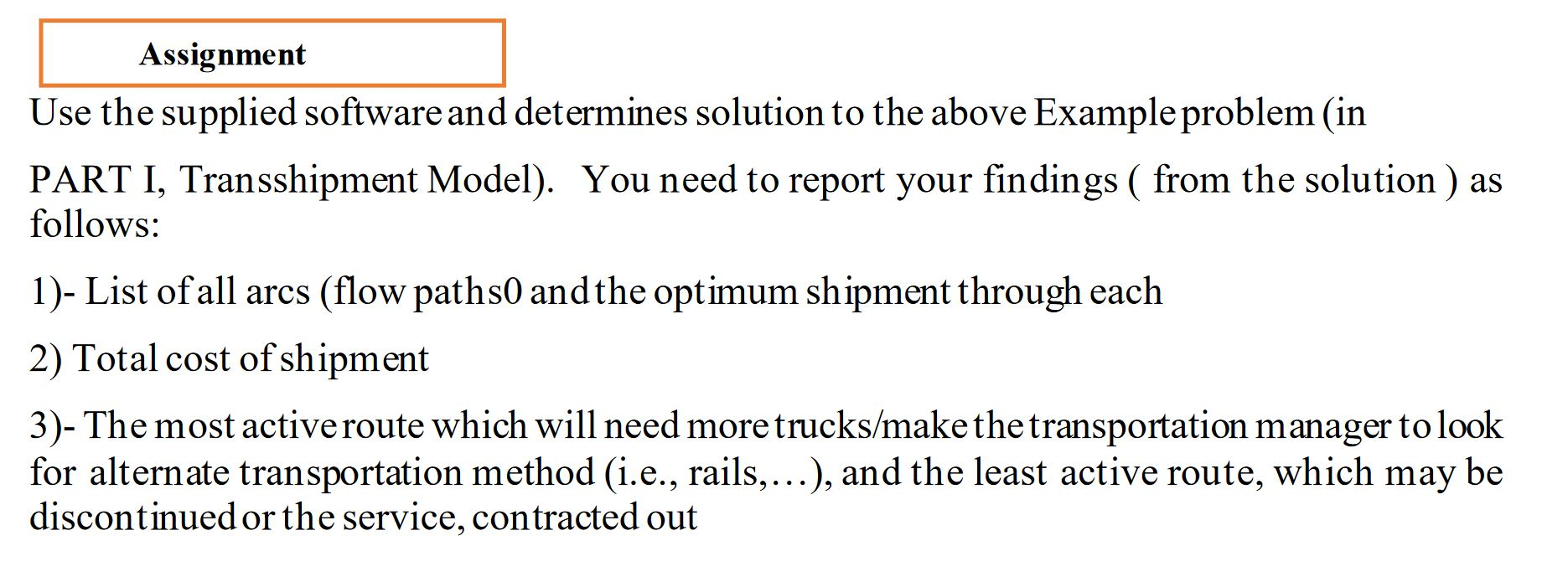 The transshipment model helps the management of a | Chegg.com