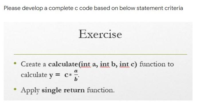 Solved Please develop a complete c code based on below | Chegg.com