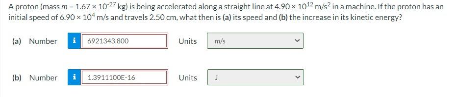 Solved A proton (mass m=1.67×10−27 kg ) is being accelerated | Chegg.com