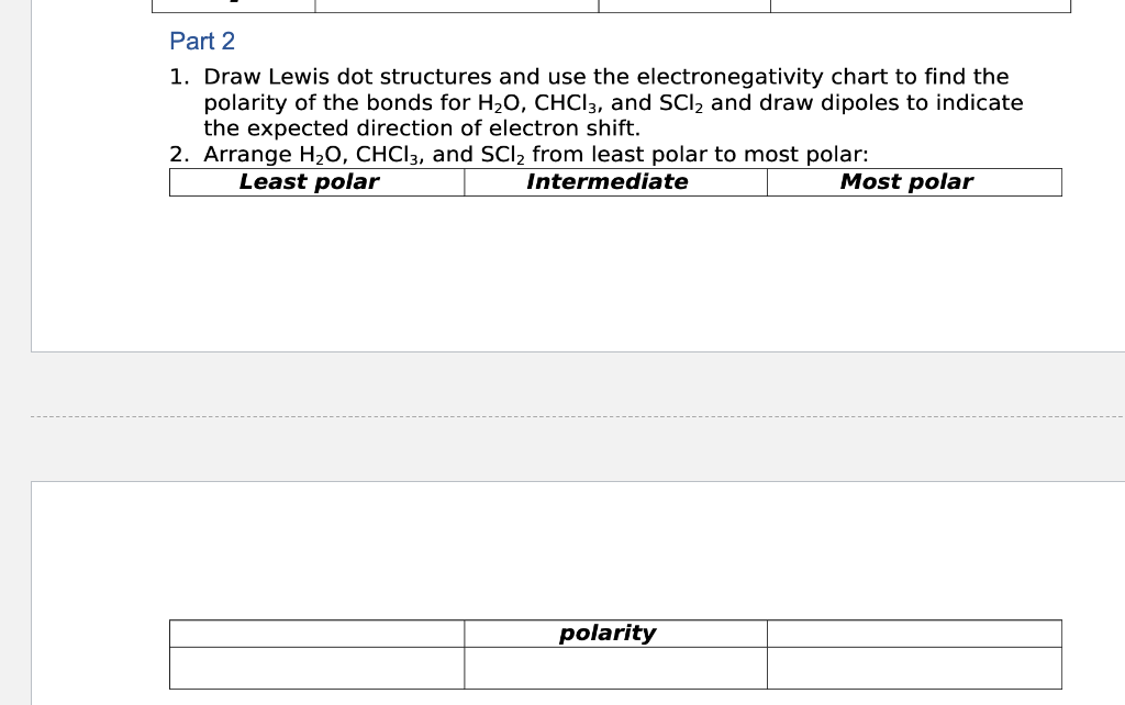 [Solved]: Part 2 1. Draw Lewis dot structures and use the