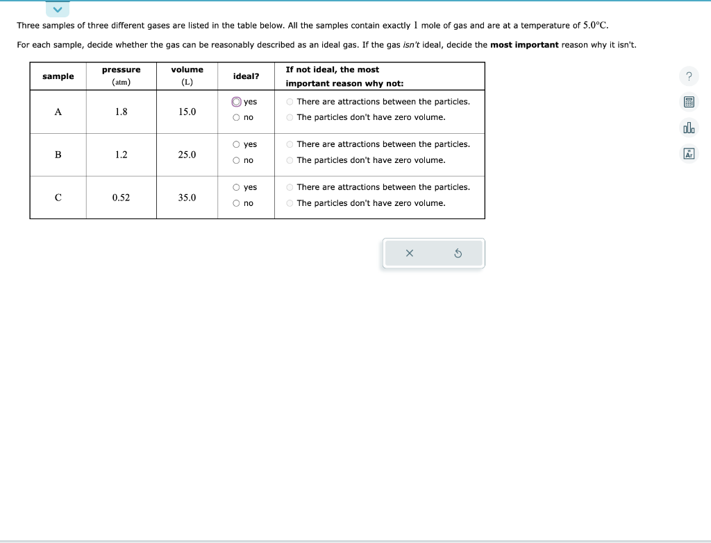 Solved Three samples of three different gases are listed in | Chegg.com
