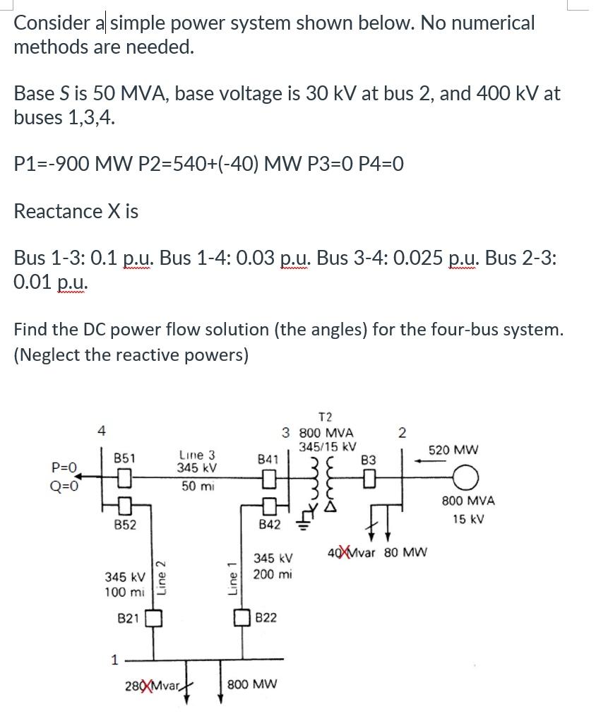 Consider a simple power system shown below. No | Chegg.com