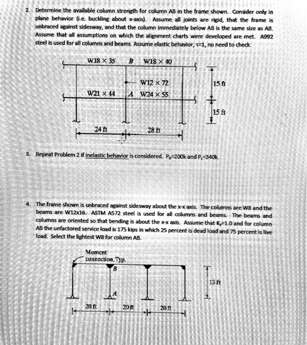 Solved Determine the available column strength for column AB | Chegg.com