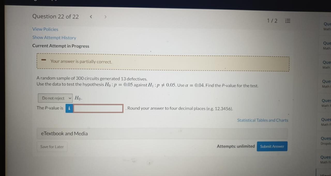 Solved Question 22 of 22 1/2 III View Policies Que Math Show | Chegg.com