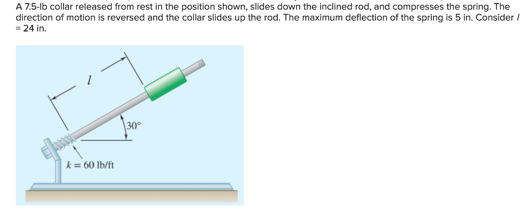 Solved A 7.5-lb collar released from rest in the position | Chegg.com