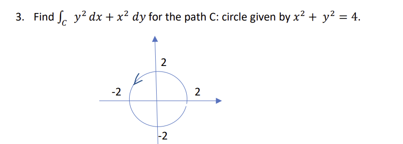 Solved 3. Find ∫Cy2dx+x2dy for the path C: circle given by | Chegg.com