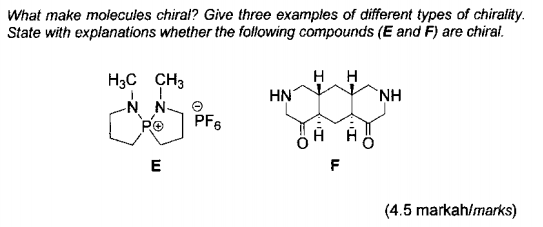 Solved What make molecules chiral? Give three examples of | Chegg.com