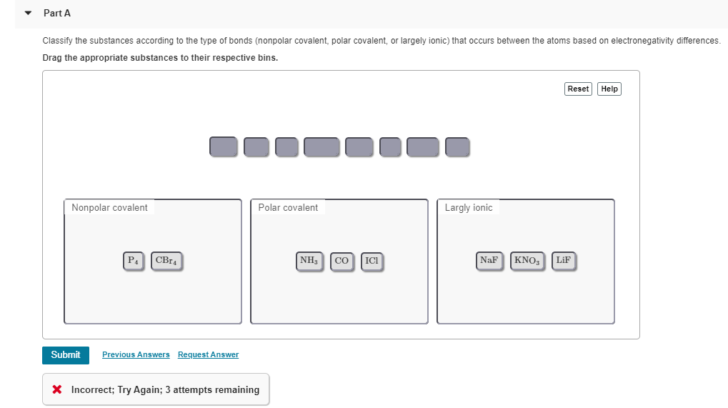 Solved Part A Classify the substances according to the type | Chegg.com