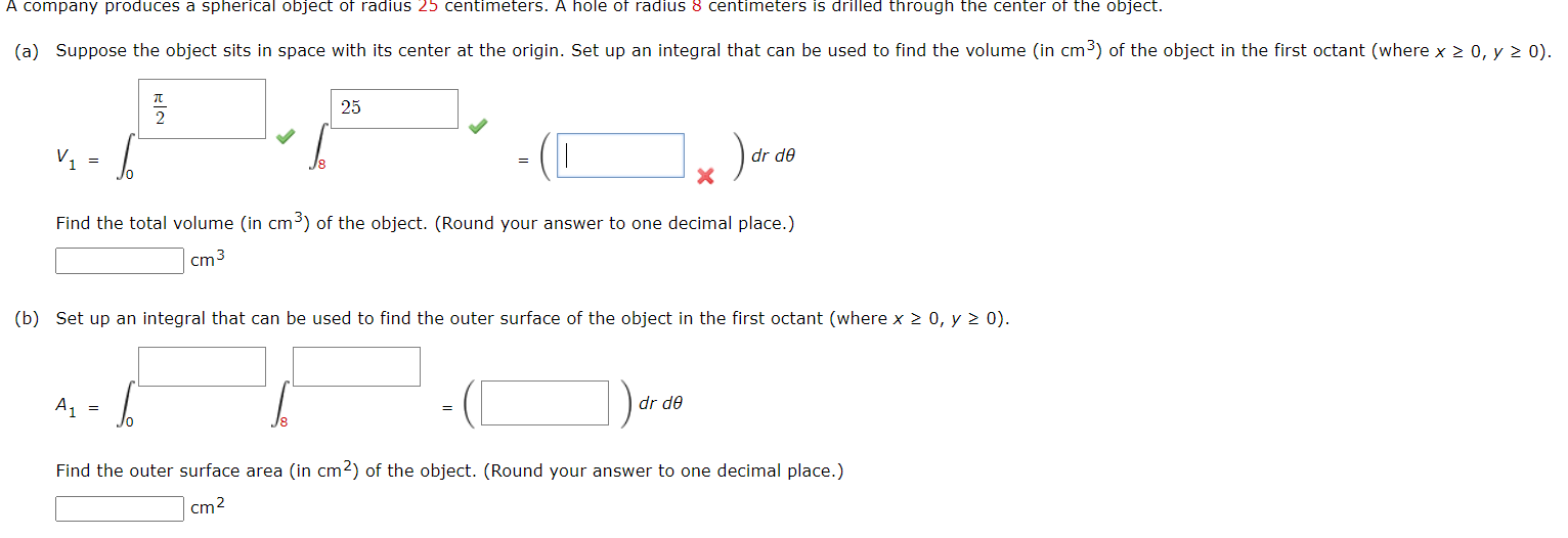 Solved A company produces a spherical object of radius 25 | Chegg.com