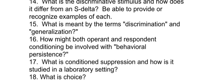 Solved 14. What is the discriminative Stimulus and how does | Chegg.com