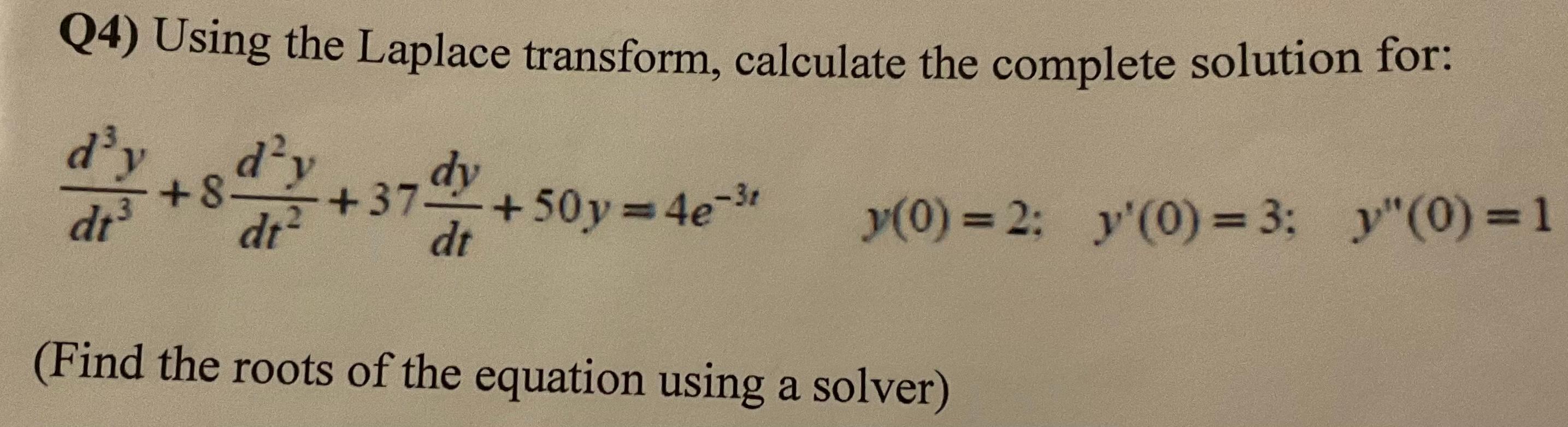Solved Q4) Using the Laplace transform, calculate the | Chegg.com