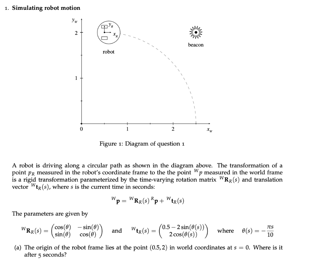 Solved 1. Simulating robot motion Figure 1: Diagram of | Chegg.com