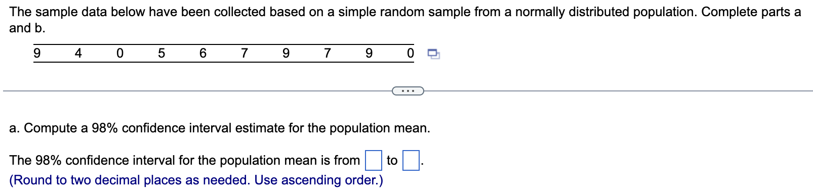 Solved The sample data below have been collected based on a | Chegg.com