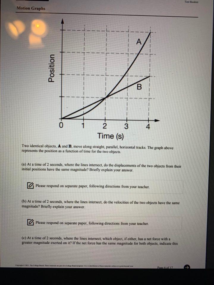 Solved Motion Graphs А Position 1 B 0 1 2 3 4 Time (s) Two | Chegg.com