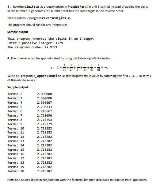 Solved 3. Rewrite digitsum.c program given in Practice Part | Chegg.com
