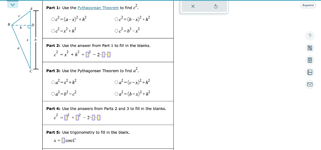 Solved Part 1: Use the Pythagorean Theorem to find c2. | Chegg.com