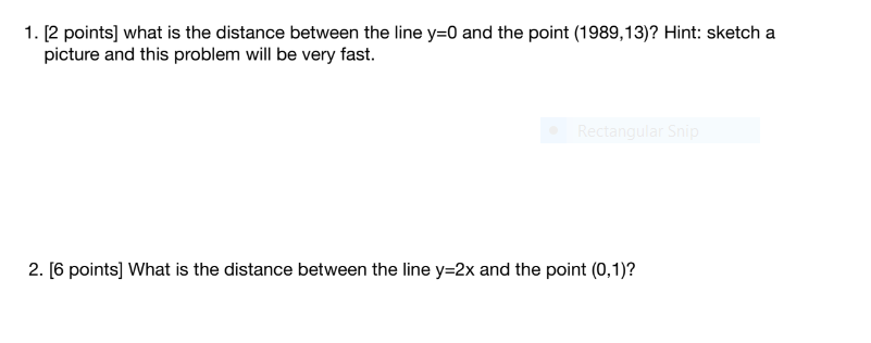 Solved 1. [ 2 points] what is the distance between the line | Chegg.com