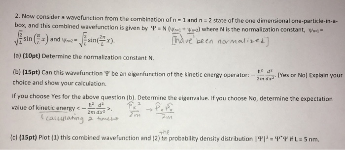 Solved 2. Now consider a wavefunction from the combination | Chegg.com