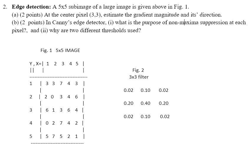Solved 2. Edge detection: A 5×5 subimage of a large image is | Chegg.com