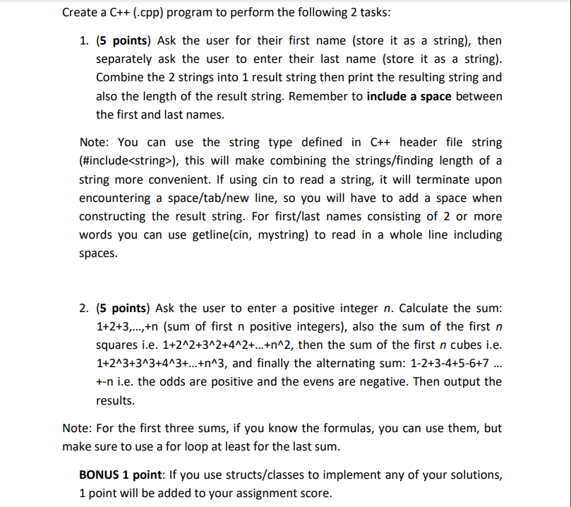 Solved Create a C++ (.cpp) program to perform the following | Chegg.com