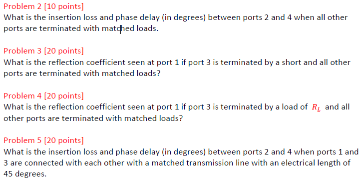 Solved A four-port network has the scattering matrix shown | Chegg.com