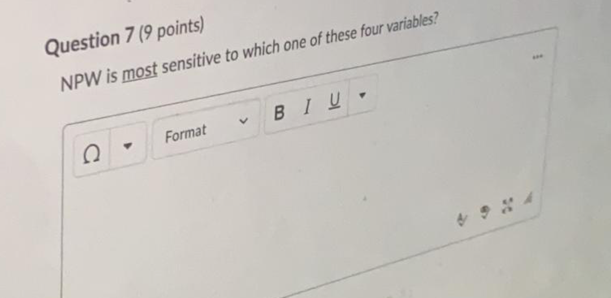 Solved NPW +20 % Deviation Base -20% Deviation Variable | Chegg.com
