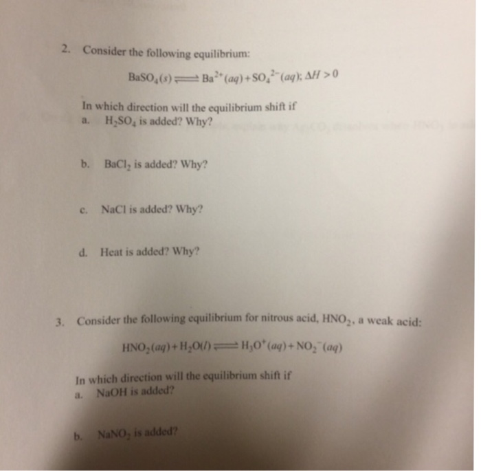 Solved Consider the following equilibrium: BaSO_4 (s) | Chegg.com