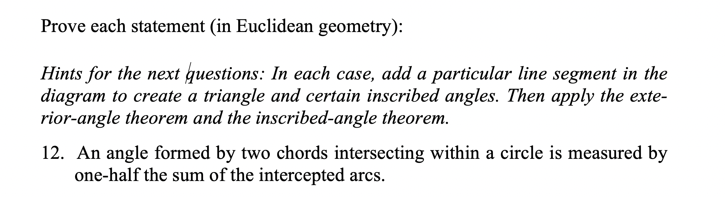 Solved Prove each statement (in Euclidean geometry): Hints | Chegg.com