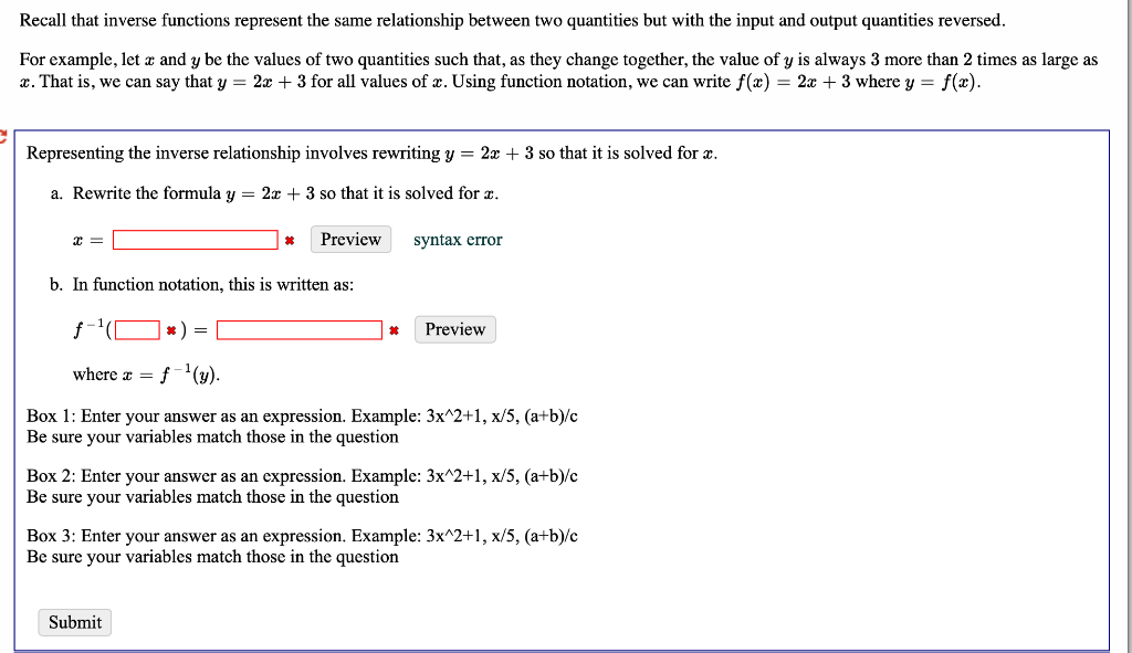 Solved Recall that inverse functions represent the same | Chegg.com