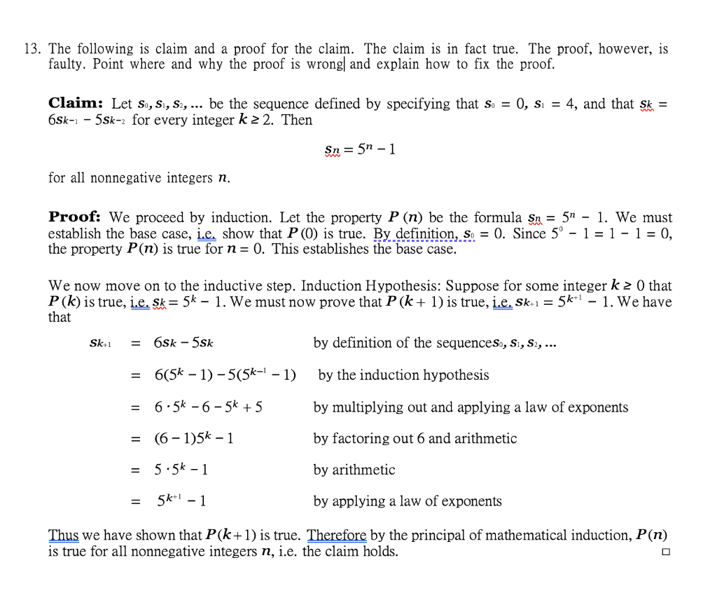 Solved The following is claim and a proof for the claim. The | Chegg.com