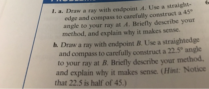 Solved I. a. Draw a ray with endpoint A. Use a straight- 6 | Chegg.com
