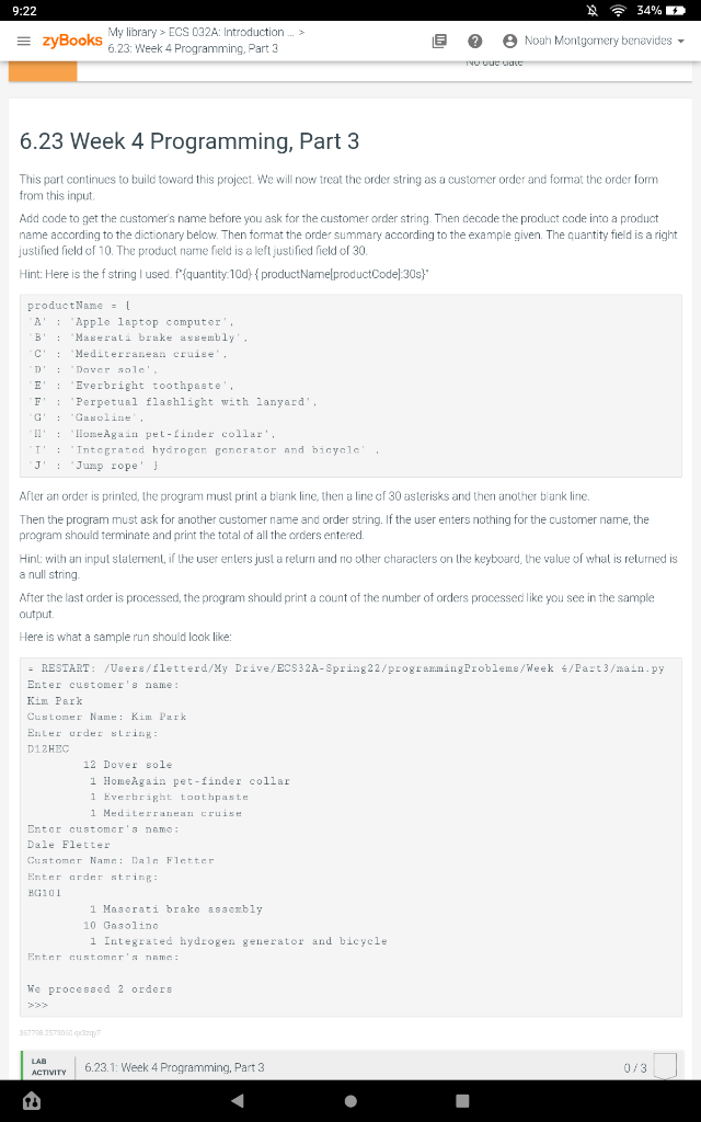 Solved 34% > 9:22 My library > ECS 032A: Introduction ... > | Chegg.com