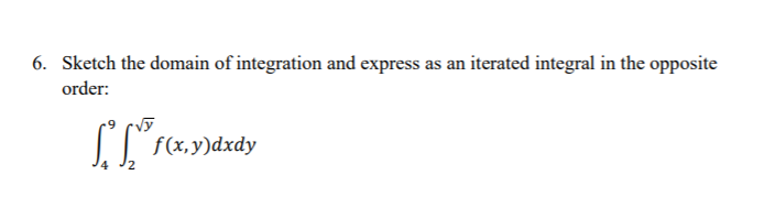 Solved 6. Sketch the domain of integration and express as an | Chegg.com