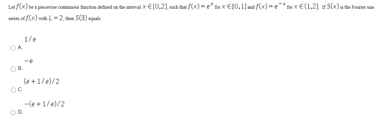 Solved Let f(x) be a piecewise continuous function defined | Chegg.com