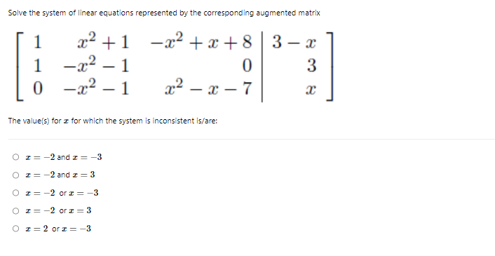 Solved Solve the system of linear equations represented by | Chegg.com