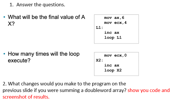1. Answer the questions. What will be the final value | Chegg.com