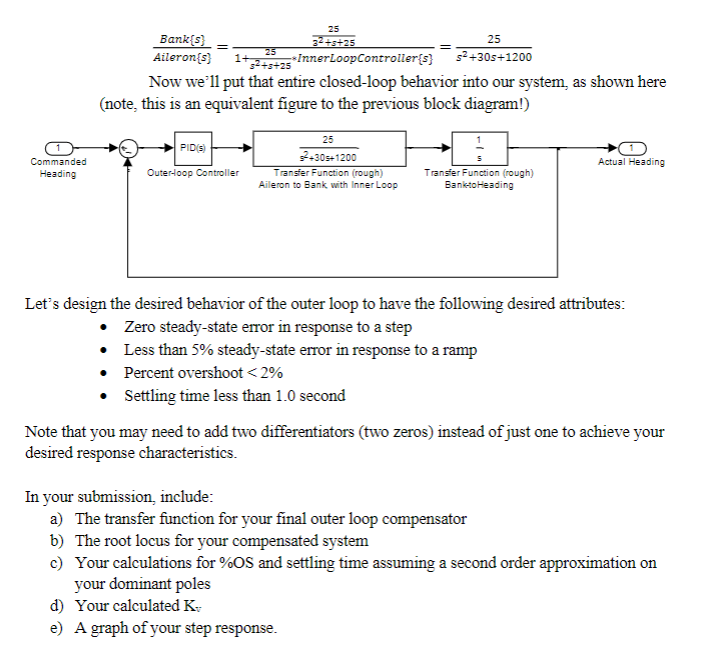Solved Aileron {s} Bank {s}=1+s2+s+2525× InnerLoopController | Chegg.com
