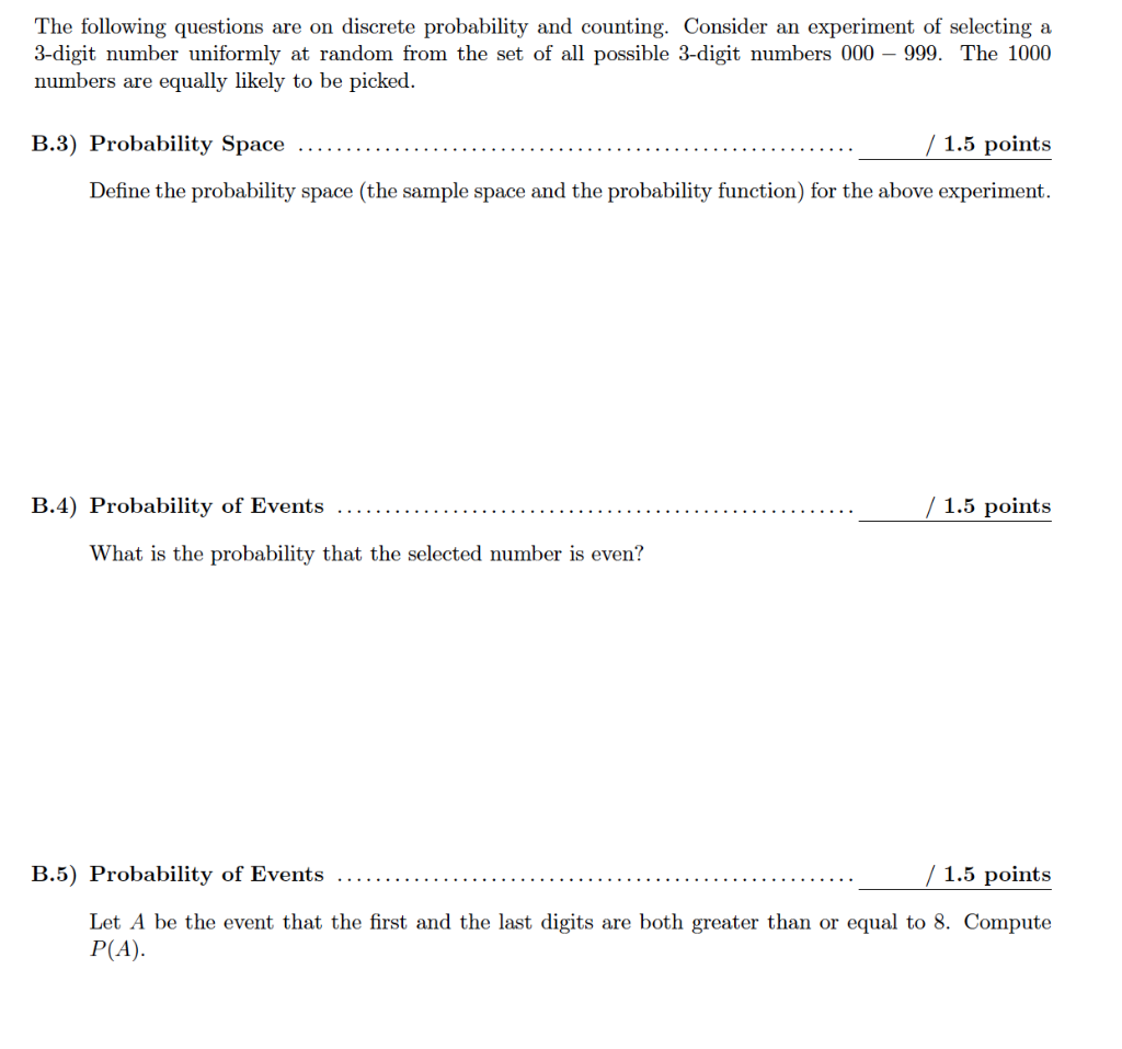 Solved The following questions are on discrete probability | Chegg.com