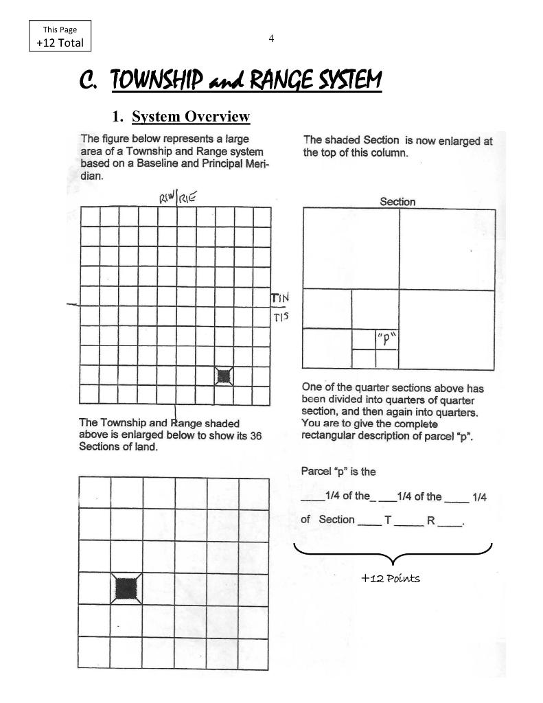 Solved This Page 4 +12 Total C. TOWNSHIP and RANGE SYSTEM 1. | Chegg.com