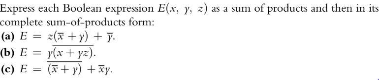 Solved Express each Boolean expression E(x,γ,z) as a sum of | Chegg.com