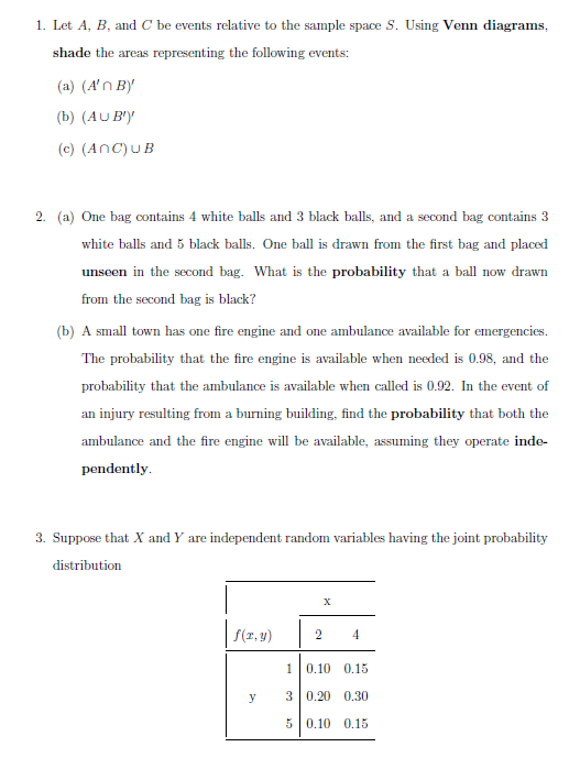 1. Let A,B, and C be events relative to the sample | Chegg.com
