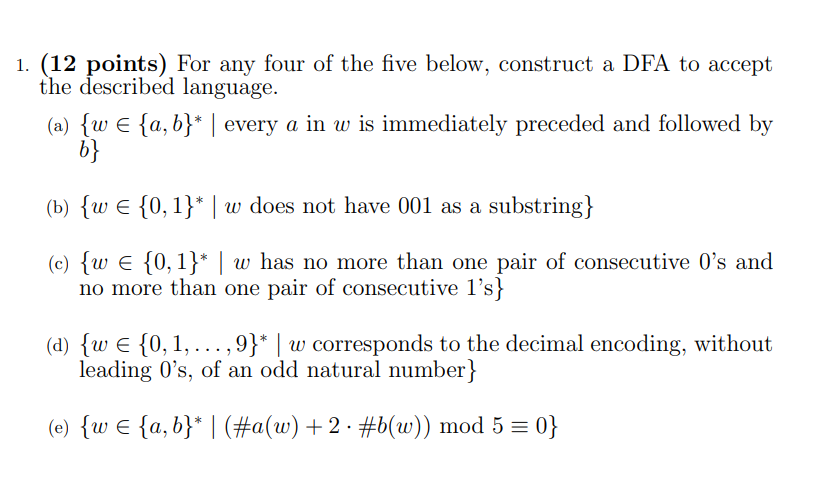 Solved Construct Dfas From The Descriptions Given In The 