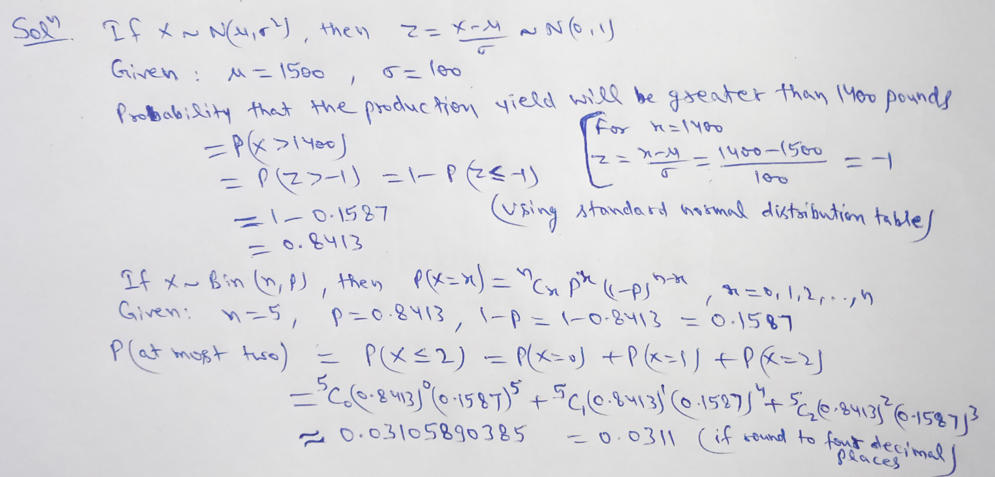 Solved CCould you explain why 1 - P( z