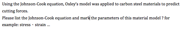 Solved Using the Johnson-Cook equation, Oxley's model was | Chegg.com